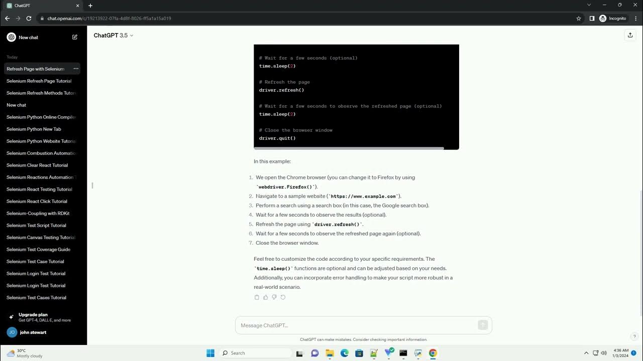 refresh a page using selenium python - YouTube