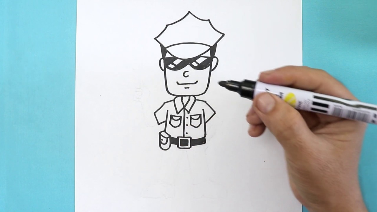 How to DRAW POLICEMAN Step by step - YouTube
