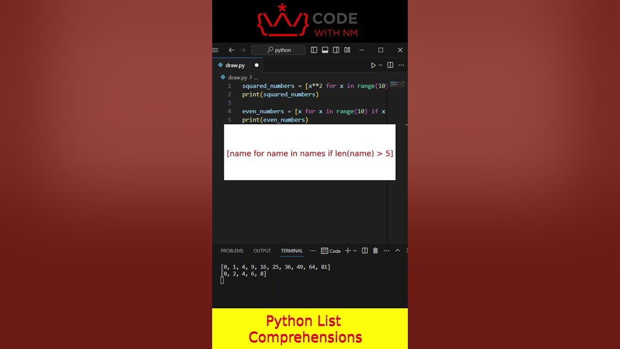 Master Python List Comprehensions In 1 Minute Pythonprogramming Pythonforbeginners Shorts