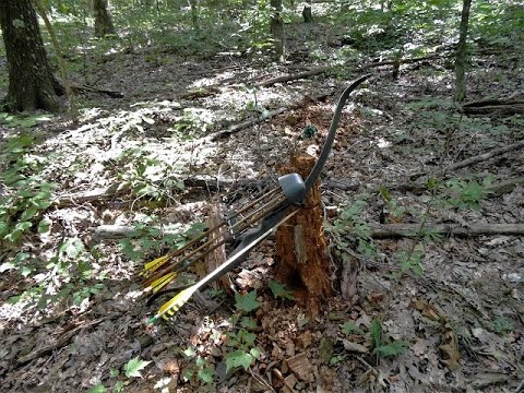Shooting with broadheads and recurve bow. PSE recurve bow, Night Hawk ...