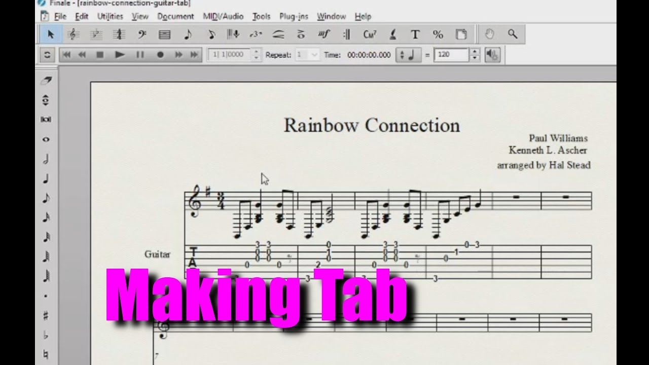 Rainbow Connection - Making the Tab in Finale - my workflow - YouTube