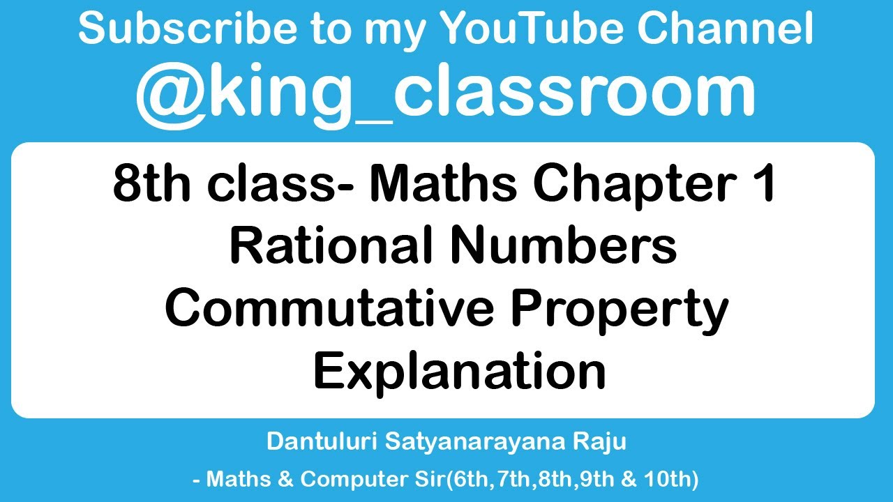 8th class maths chapter 1 Rational numbers commutative property ...
