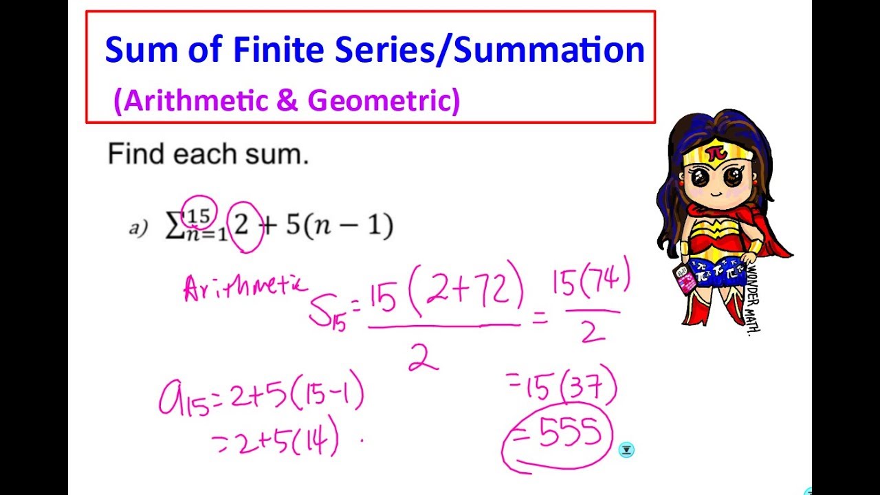 Sum Of Finite Series Arithmetic And Geometric Sequence Youtube