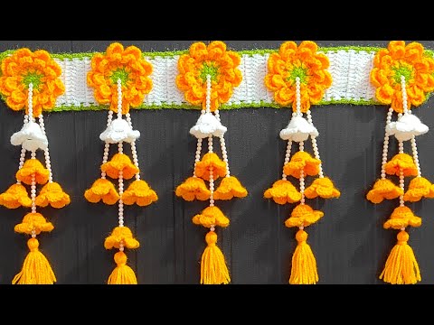 Wow 💫 Designer and Beautiful Bell Flowers Toran Tutorial 💯 Crochet Door hanging toran/Gate parda