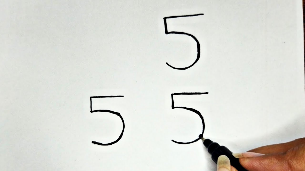 How to draw elephant from number 555 | Easy elephant drawing for ...