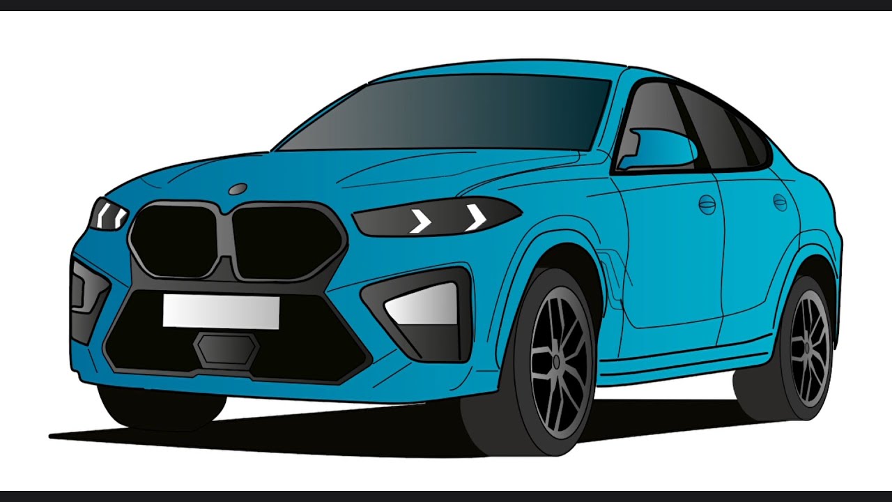 How to draw BMW X6 / drawing bmw x6m competition step by step easy ...