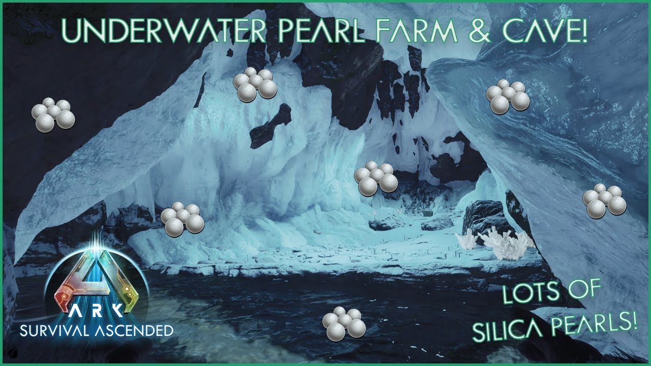 ARK Survival Ascended - Underwater Pearl Cave ! - Farm lots of Silica ...