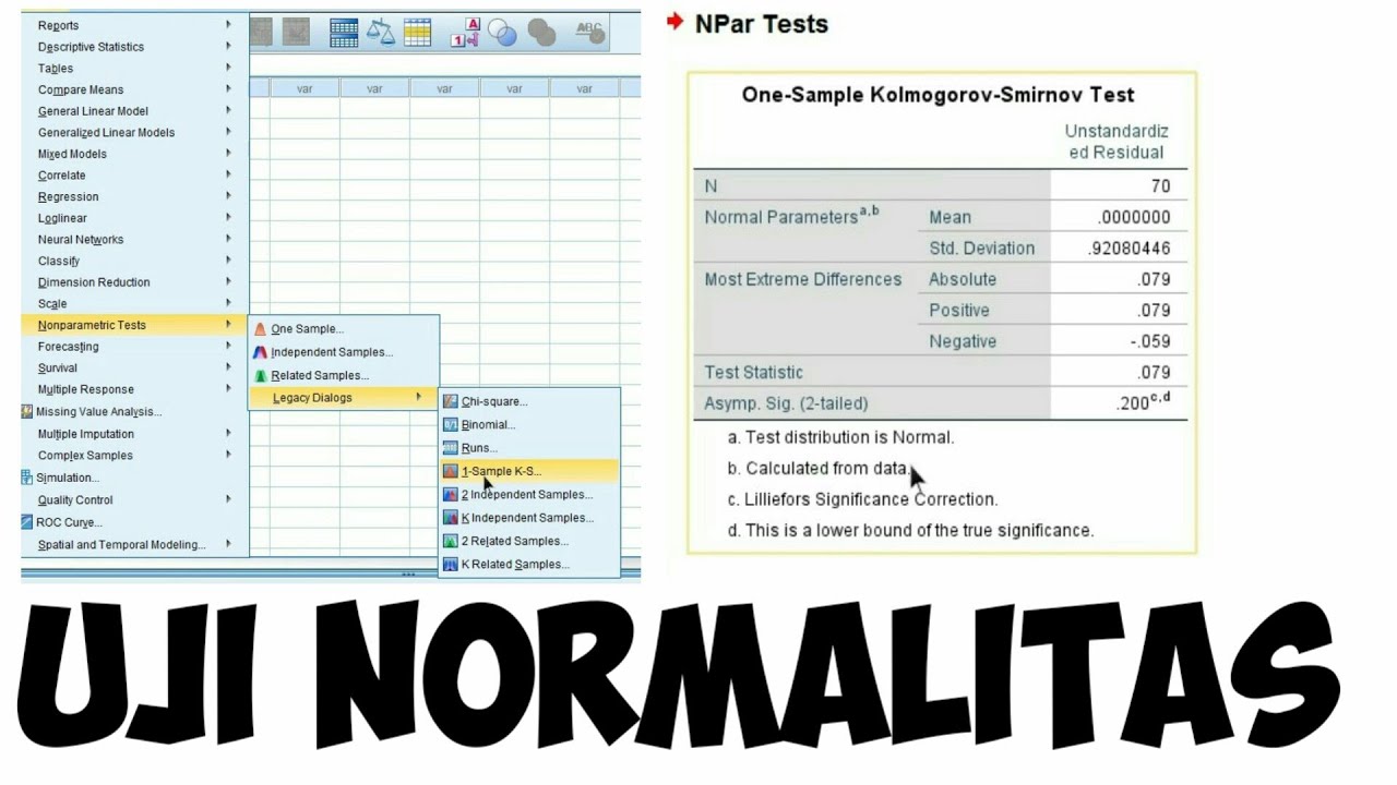 uji normalitas data kolmogorov smirnov dengan spss - YouTube