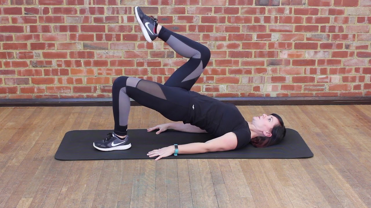 Glute bridge marches - YouTube