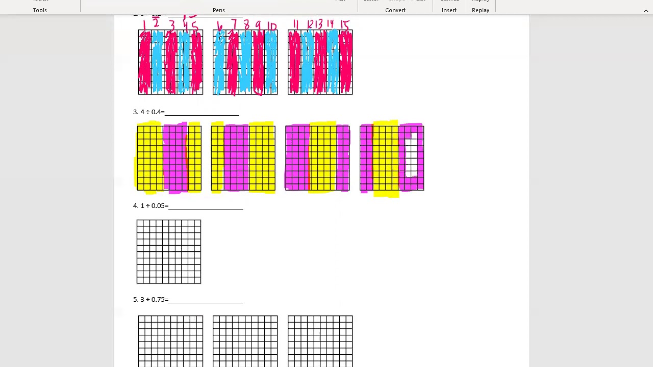 Whole Numbers Divided By Decimals Using Models YouTube