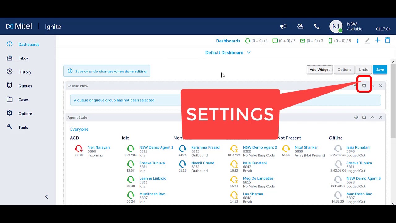 Ignite Contact Centre Agent - Dashboards - Create Edit - Agent State ...