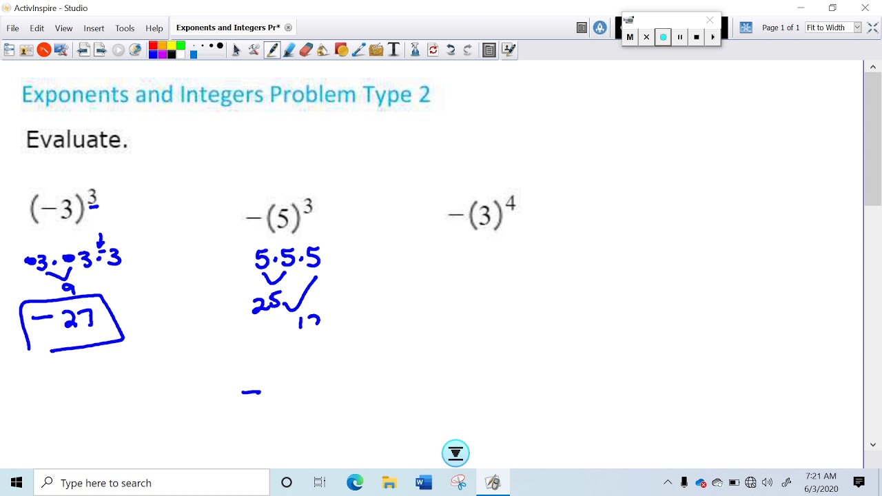 Exponents and Integers Problem Type 2 - YouTube