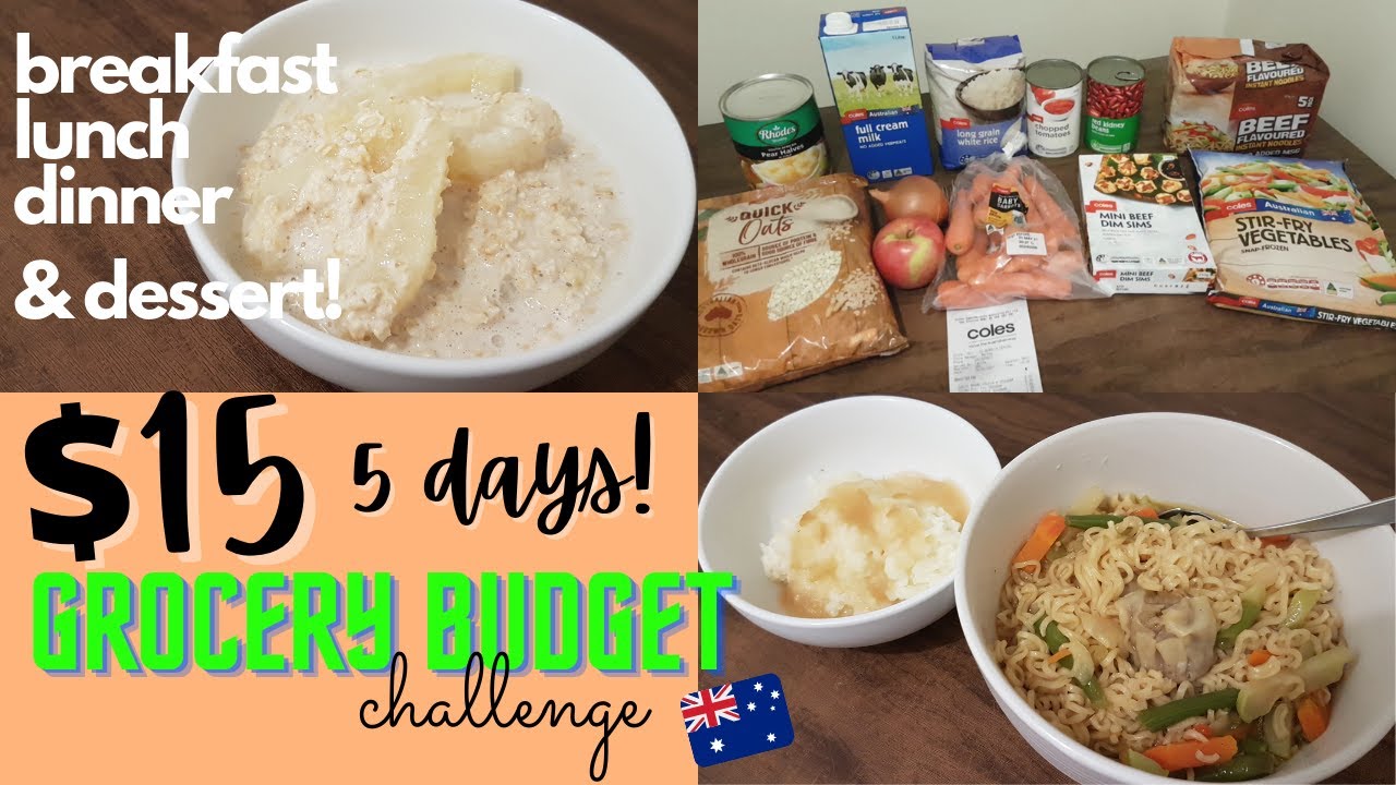 $15 for 5 days! Grocery Budget Challenge | Breakfast, Lunch, Dinner ...