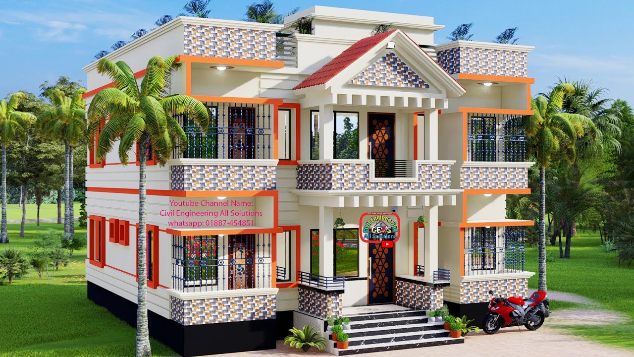 খুবই কম খরচে ৪ বেডরুমের আধুনিক বাড়ির ডিজাইন। 4 Bedroom house design।4 ...