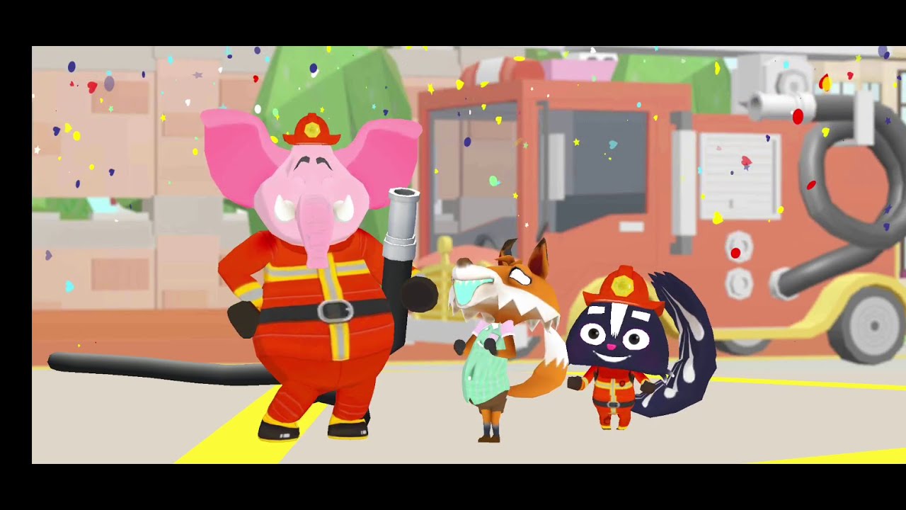 Pink Elephant Firefighter Fun Fire Truck Rescue Animals | TO-FU OH!Fire ...
