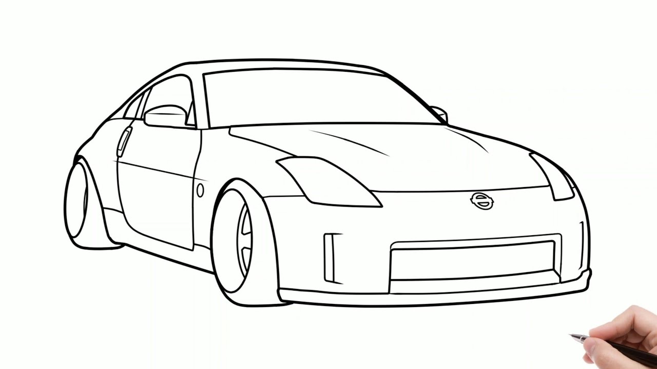 Drawing NISSAN 350Z 2002 step by step / how to draw a nissan 350 ...