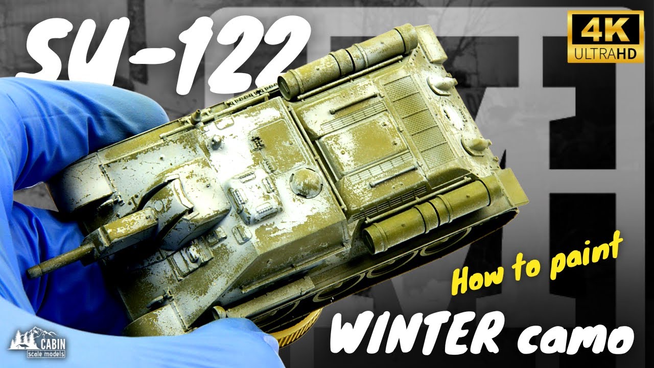 Winter SU-122 in scale 1/72 (PRIMER, 4BO and Winter White color) - YouTube