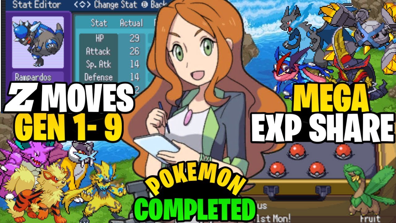 UPDATED Pokemon GBA With GEN 1-9, ROGUELITE Battle, EXP All, MEGAS, Z ...