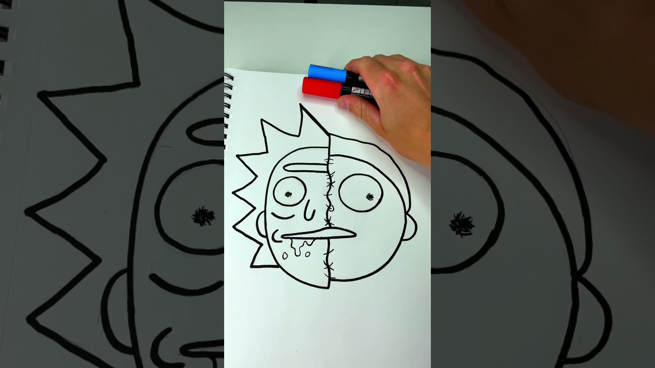 Drawing Rick and Morty With Posca Markers! Glitch Effect! #shorts - YouTube