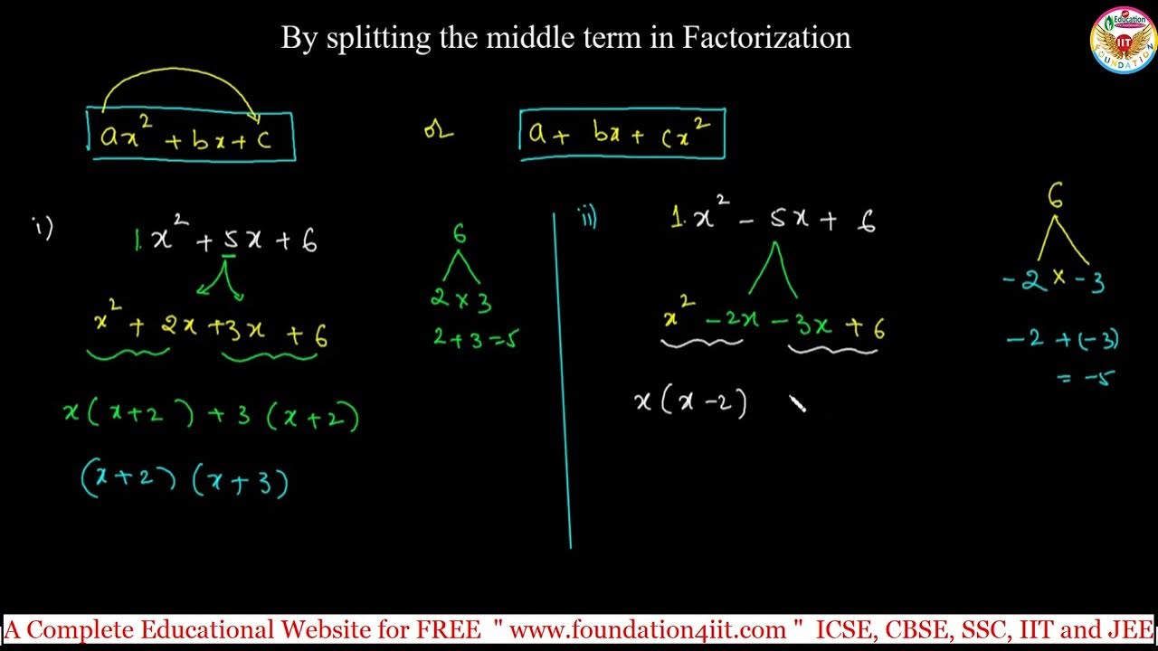 By Splitting the Middle term in Factorization || Class 9 Maths || - YouTube