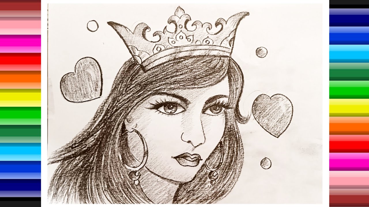 Princess Drawing Pencil Sketch | How to Draw Princess Drawing Pencil ...