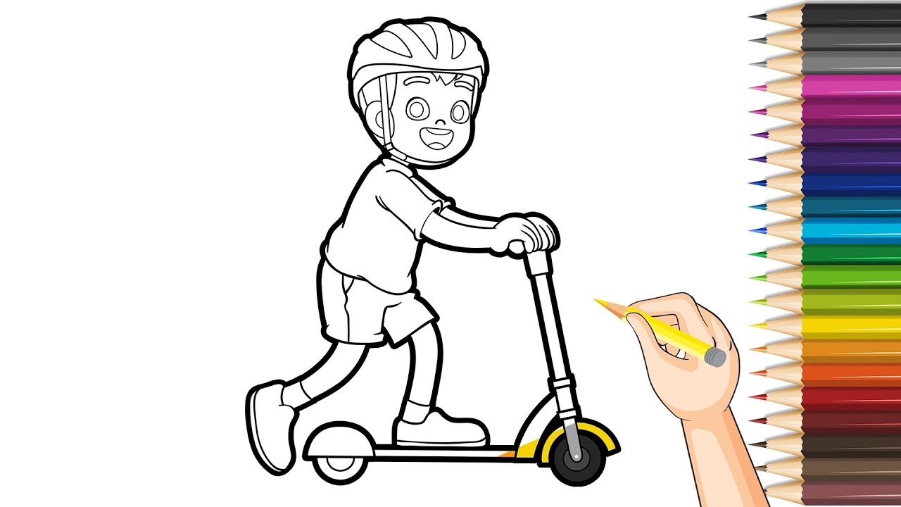 Coloring Scooter | Coloring For Kids | Coloring With Me #041 - YouTube