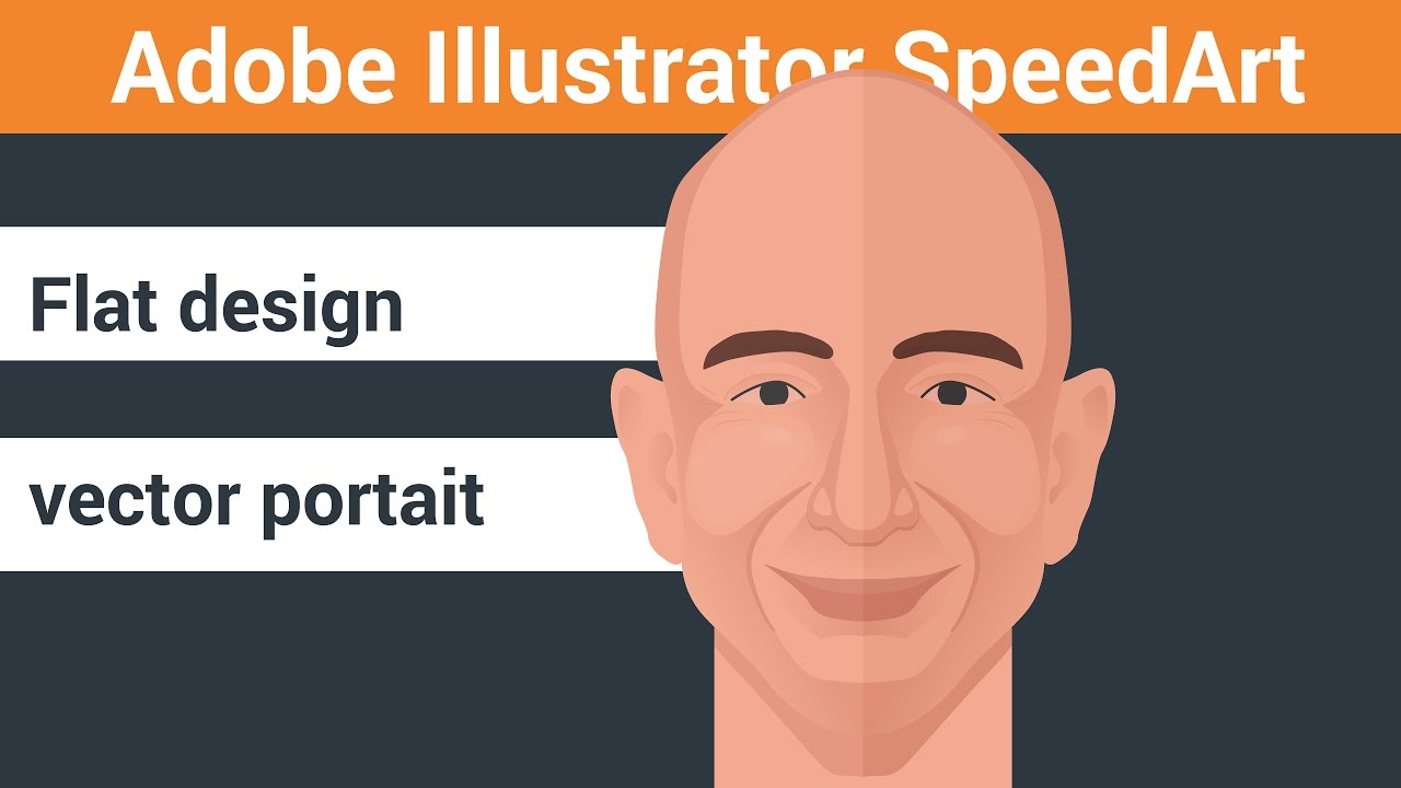 Flat design portrait Adobe illustrator speed art. Drawing flat portrait ...