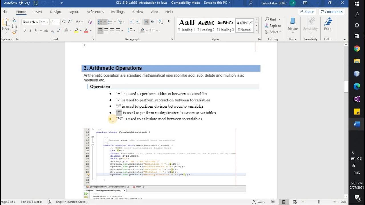 OOP Lab 02 intro to Java Part 1 - YouTube