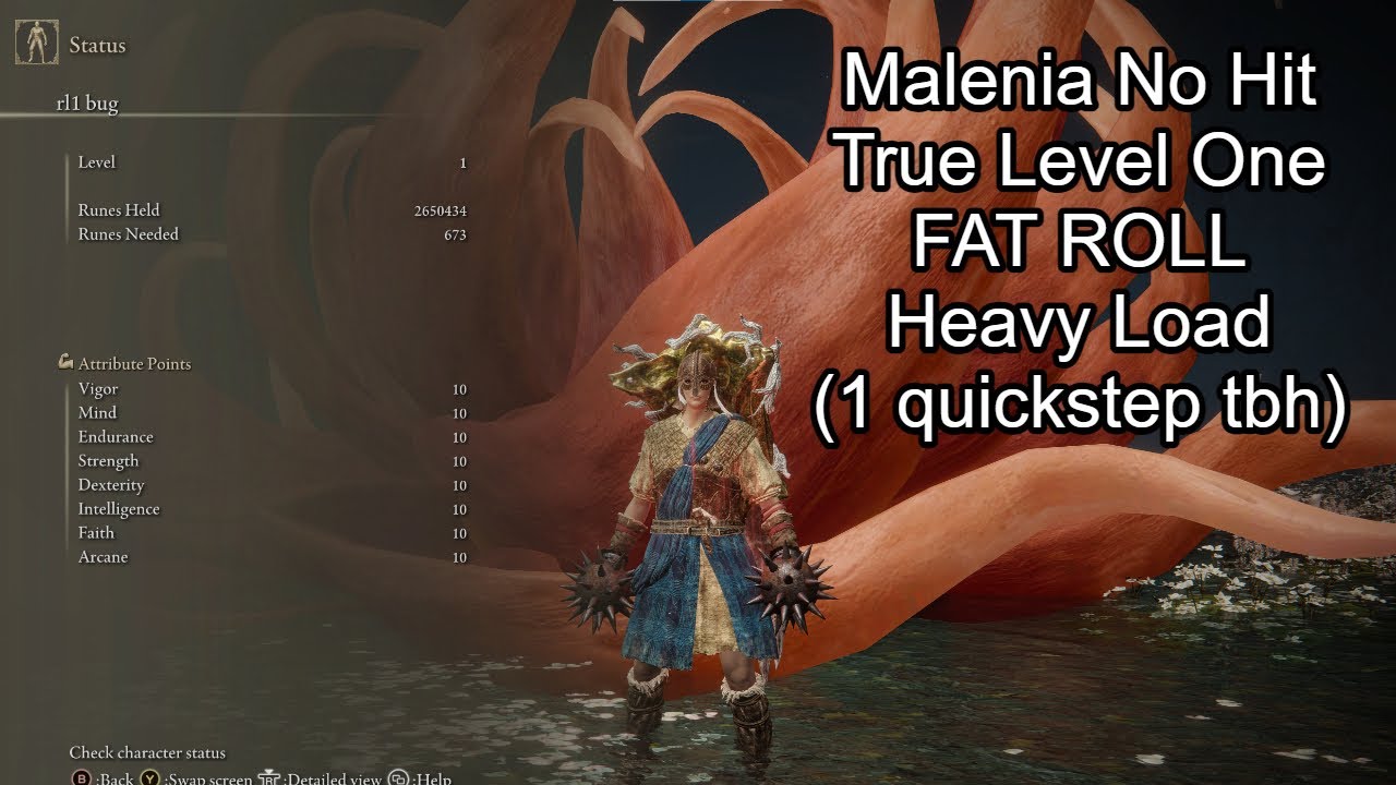 Malenia - TRUE RL1 - FAT ROLL - No Hit (Heavy Load, +25 Starfists ...