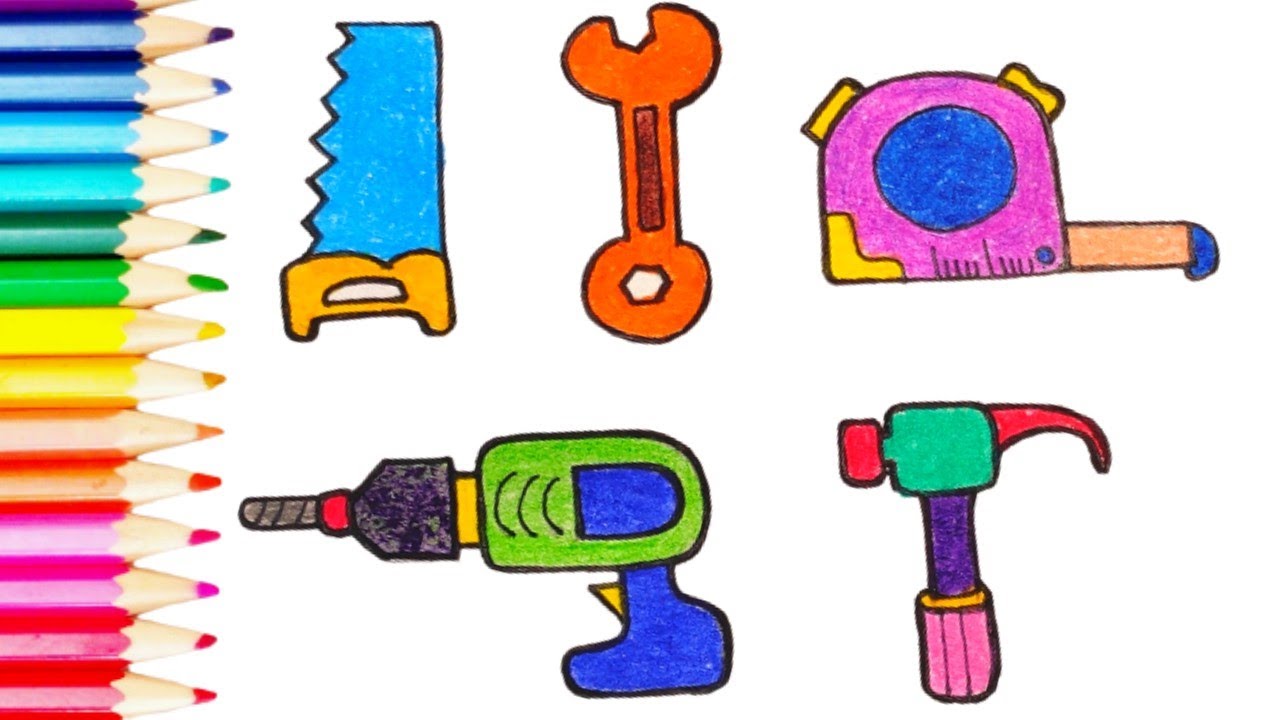 How to draw hand tools| Drawing and coloring toy hand tools# ...