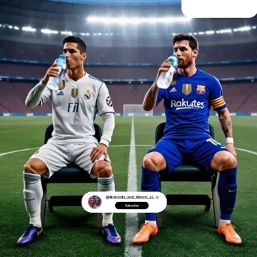 Ronaldo and Messi drinking the water in the football ground.. # ...