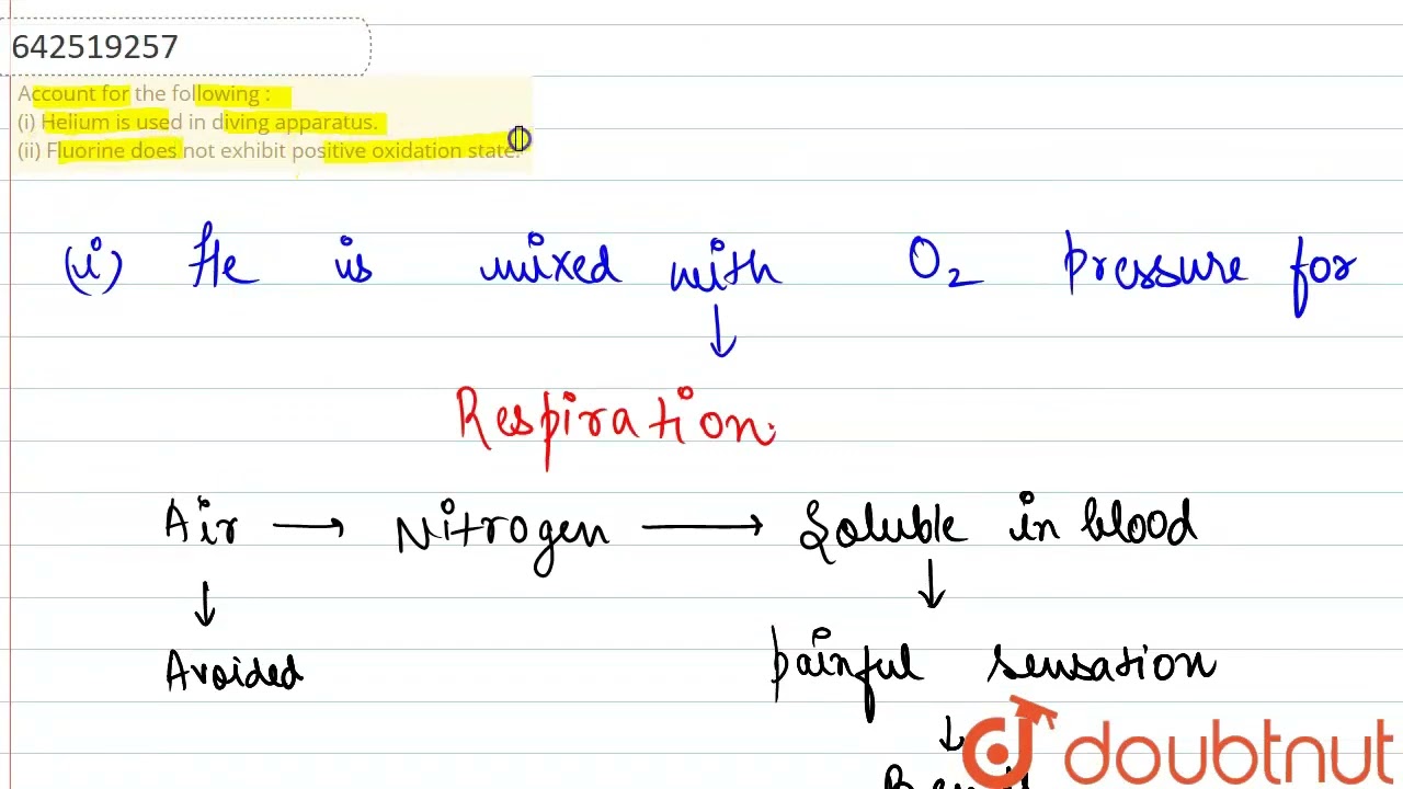 Account For The Following i Helium Is Used In Diving Apparatus ii account-for-the-following-i-helium-is-used-in-diving-apparatus-ii