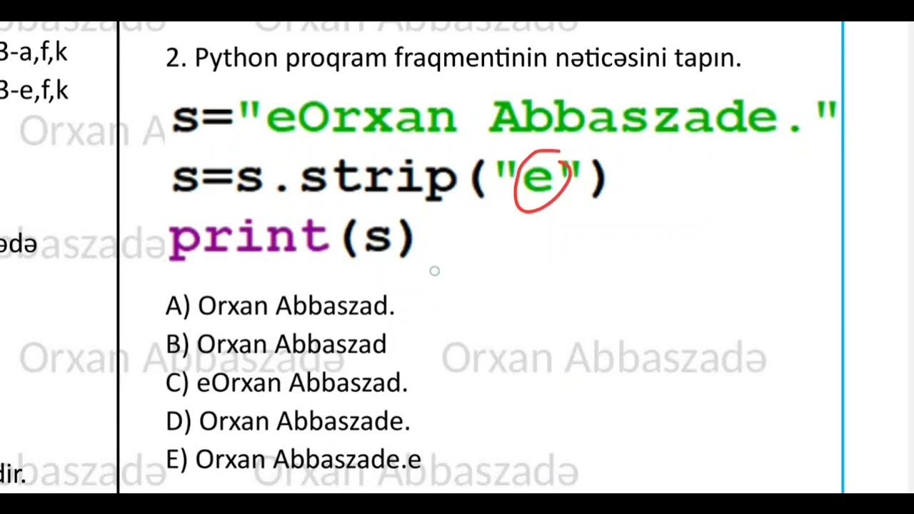 Python Strip metodu #abituriyent #sertifikasiya #miq #informatika #python - YouTube