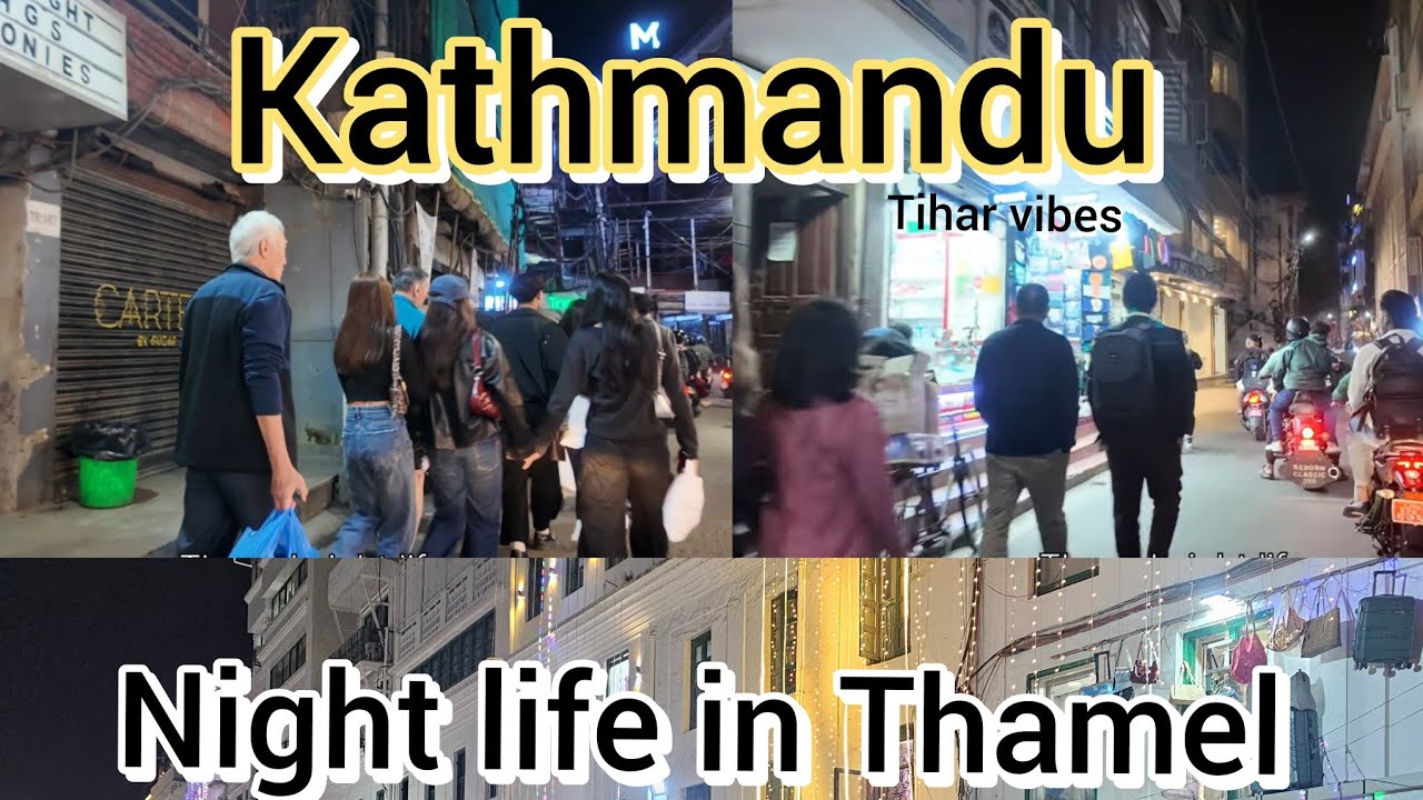 Night life In Thamel 2082//Tihar vibes in Thamel Kathmandu - YouTube