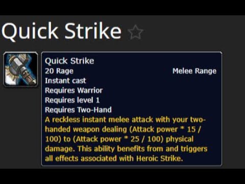 How get Quick Strike - World of Warcraft SOD Warrior Horde - YouTube