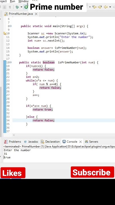 Check the Enter number is prime number or not in java || Interview questions and answers #code # ...