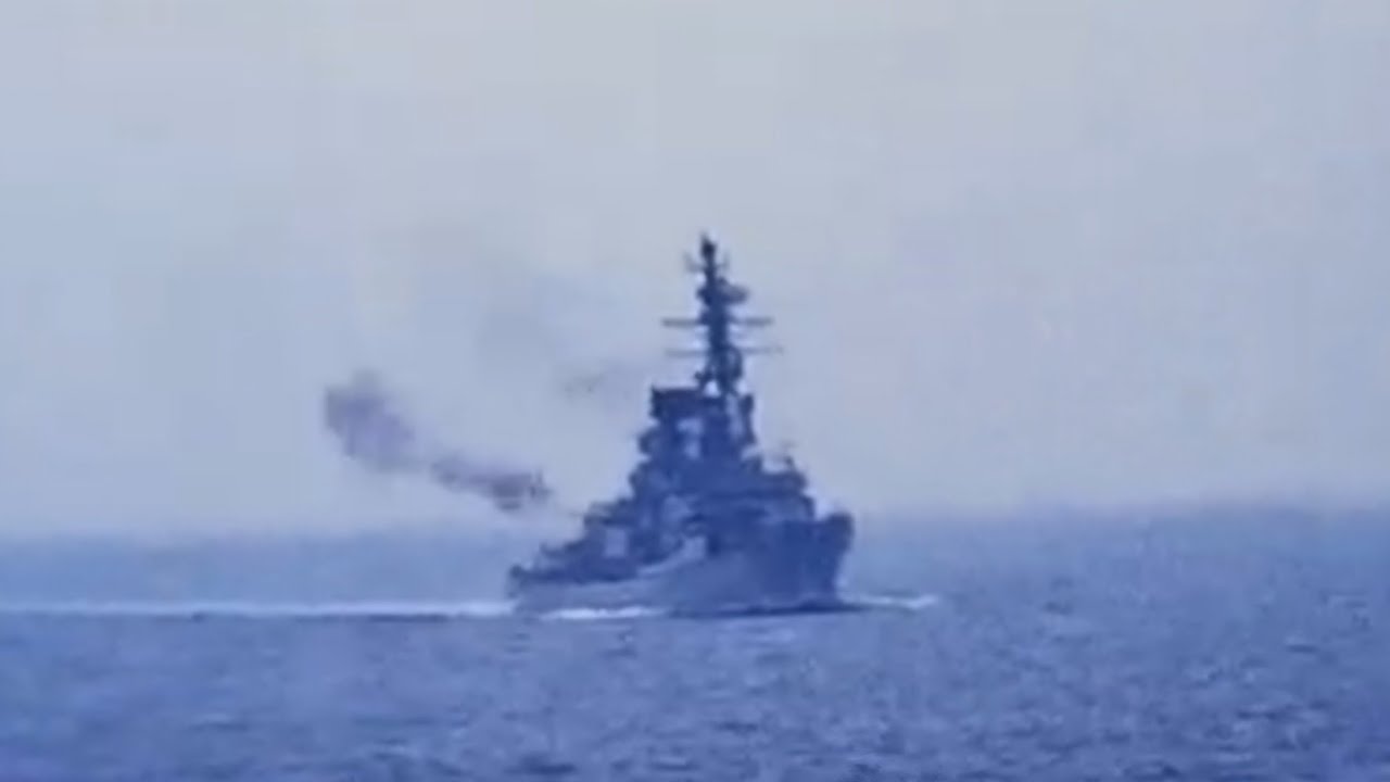 HMAS Perth D38 Firing Her 5" Guns at North Vietnamese Tarkets 1967/68 ...