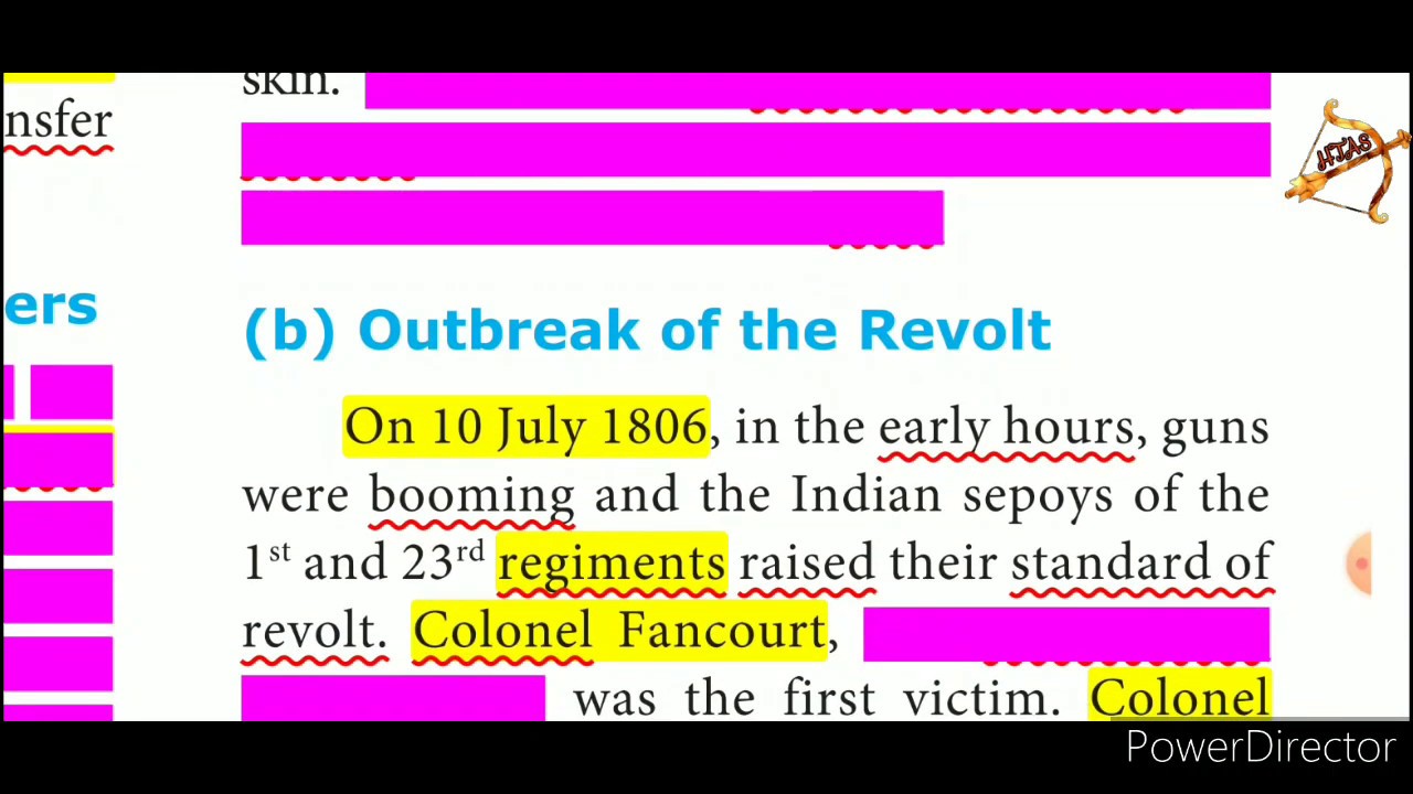 outbreak of Vellore Revolt| Marked only IMPORTANT points| 10th social ...