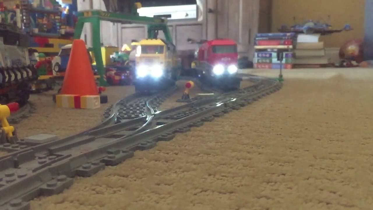 Slow-mo Lego train crash - YouTube