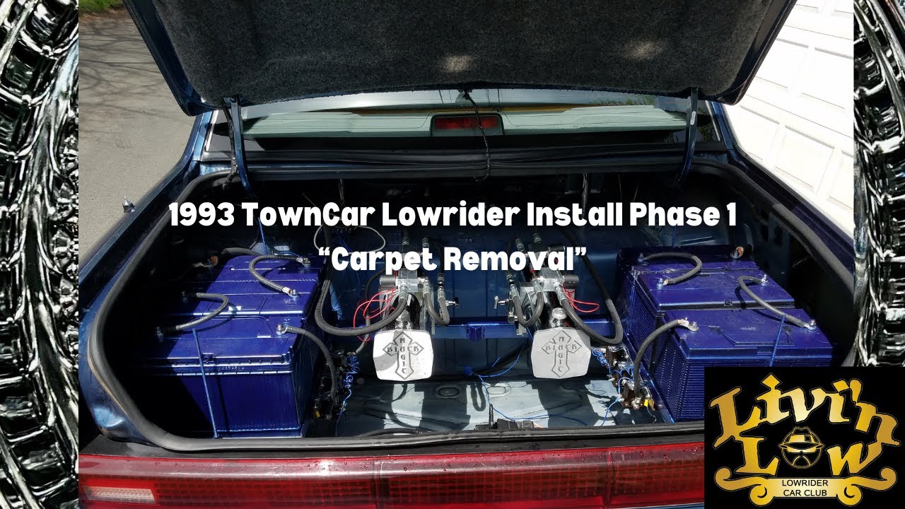 1993 Lincoln Town car Lowrider hydraulic Install phase 1, remove carpet ...
