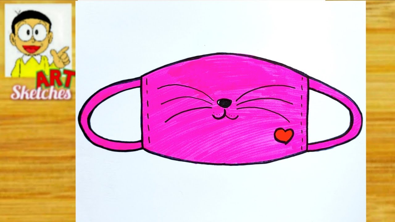 How to Draw Cute Easy Face mask | Drawing Mask and Coloring - YouTube
