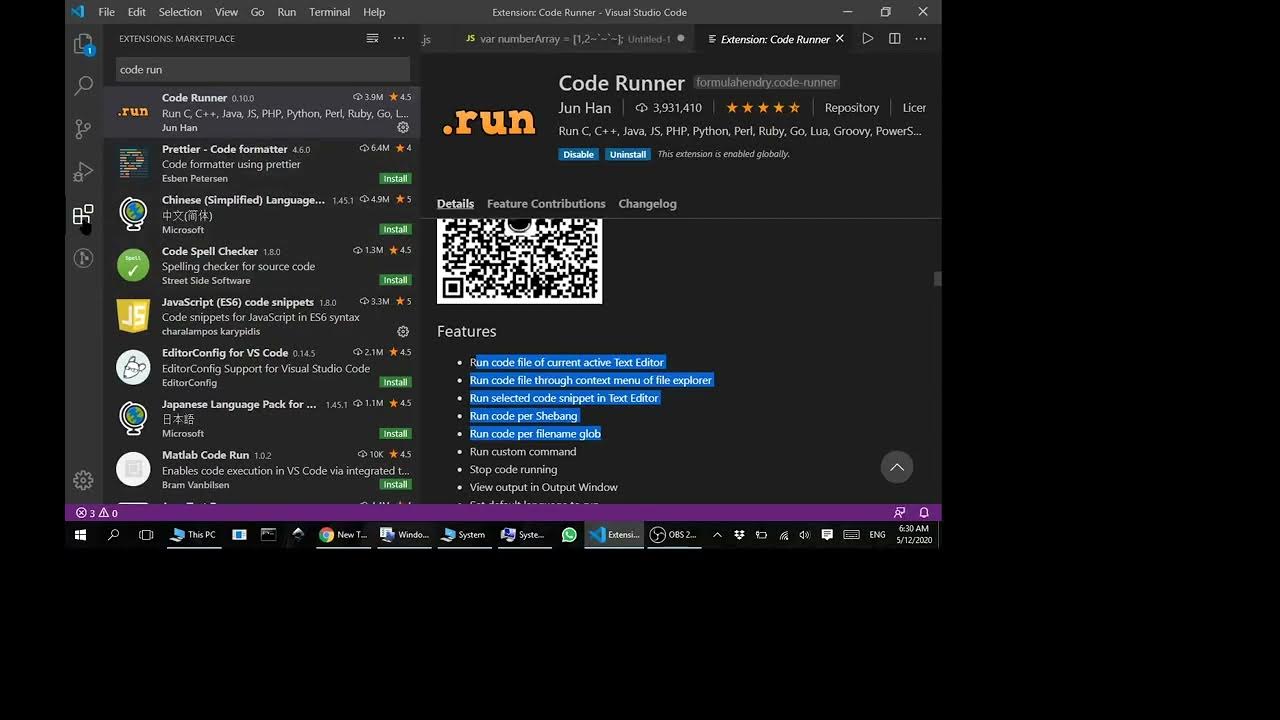 Use CODE RUNNER extention of VS CODE to run your code and inspect in ...