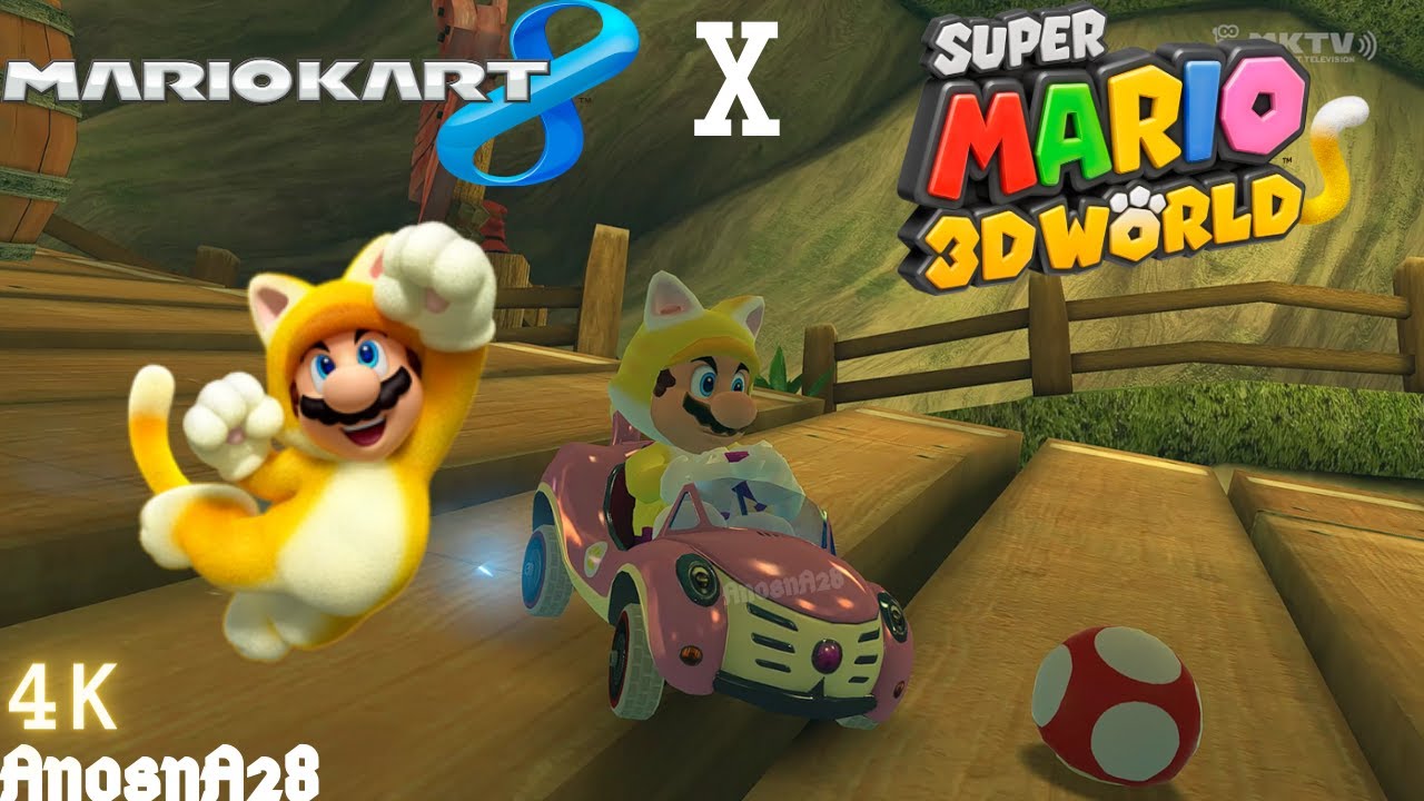 Mario kart 8: Cat Mario From Super Mario 3D World [4K] - YouTube