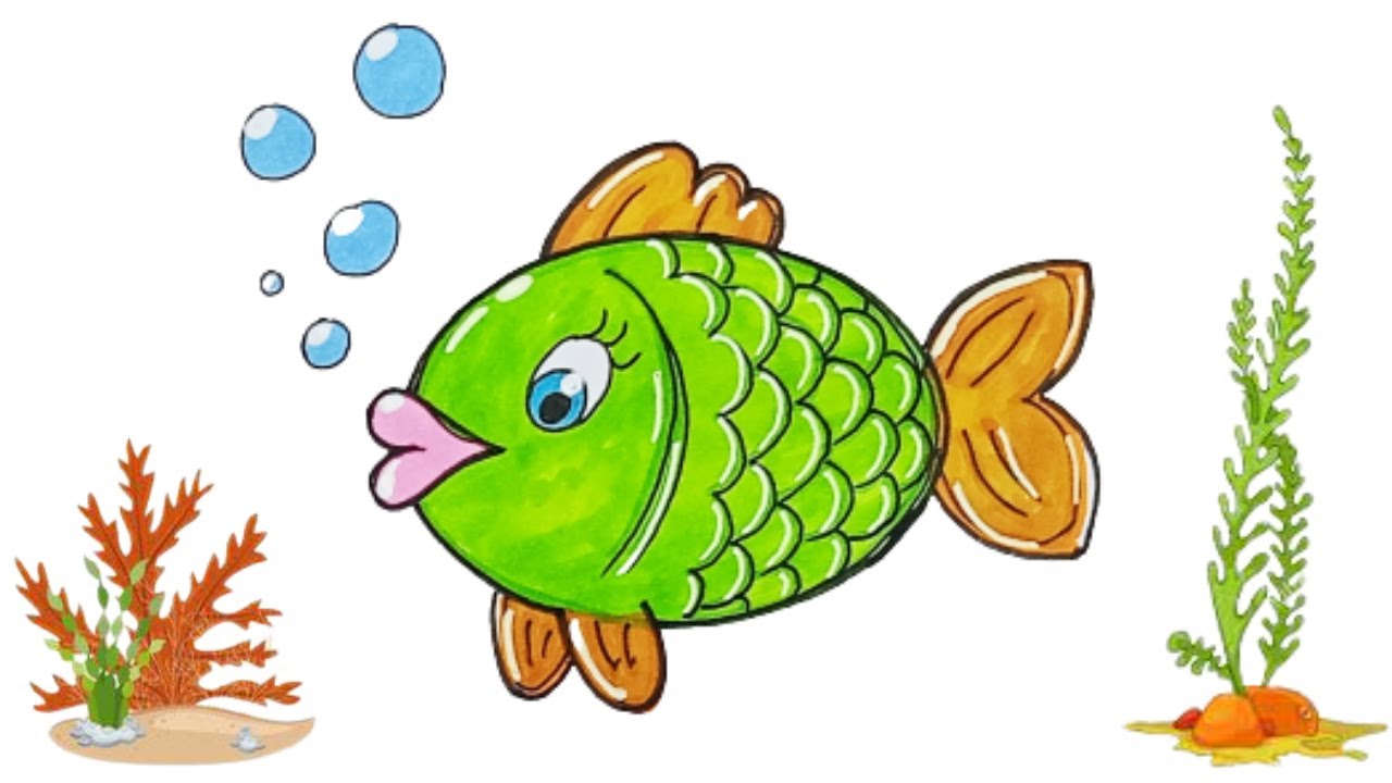 How to draw a cute fish | Cómo dibujar un pez lindo - YouTube