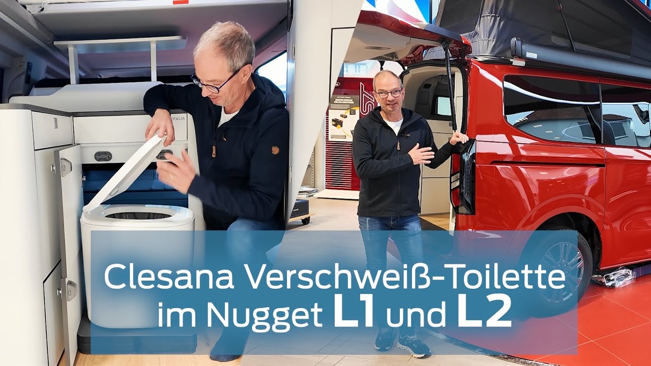Ford Nugget 2025 Zubehör: L1 und L2 mit Clesana Toilette und Verschiebemodul - YouTube