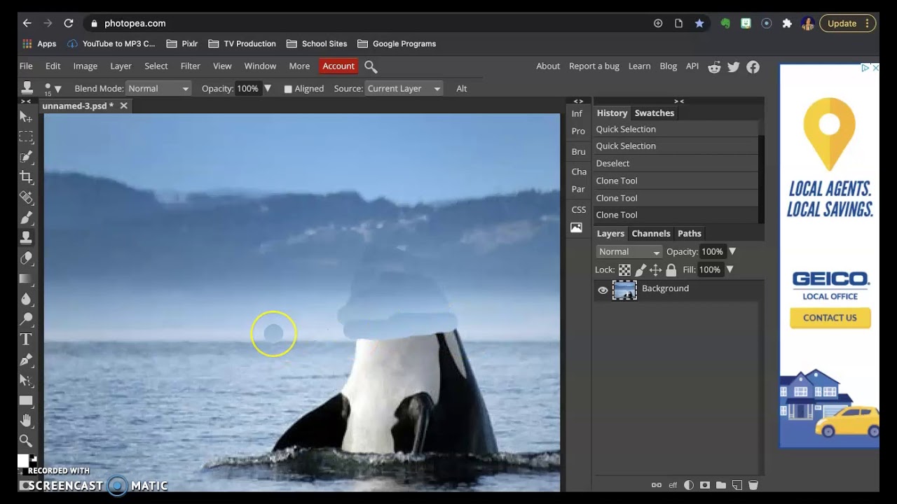 Clone stamp tool in Photopea - YouTube