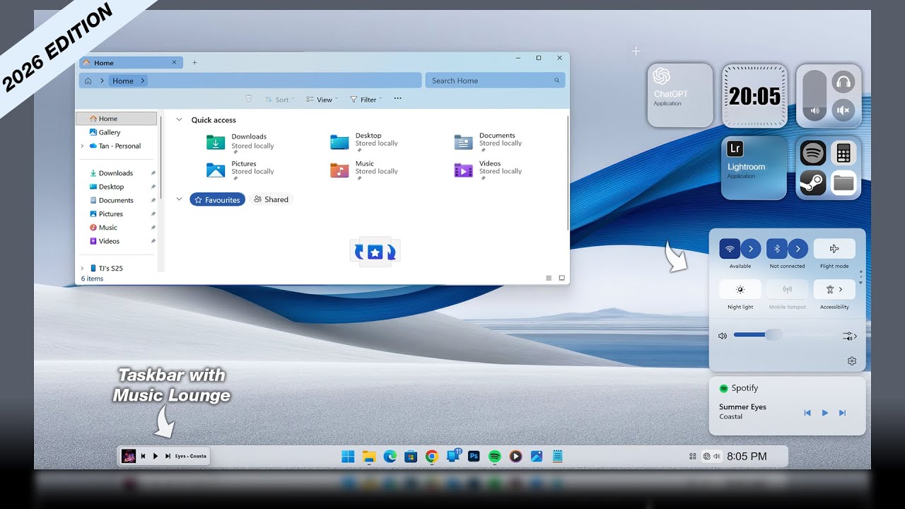 New Windows 11 Taskbar with Music Lounge, New Explorer & More - Give ...