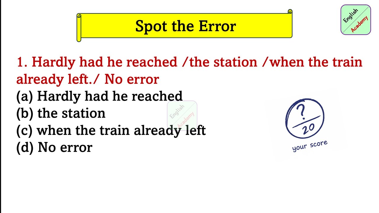 Spot the Error practice set 10 ,For- Advance Learners # ...