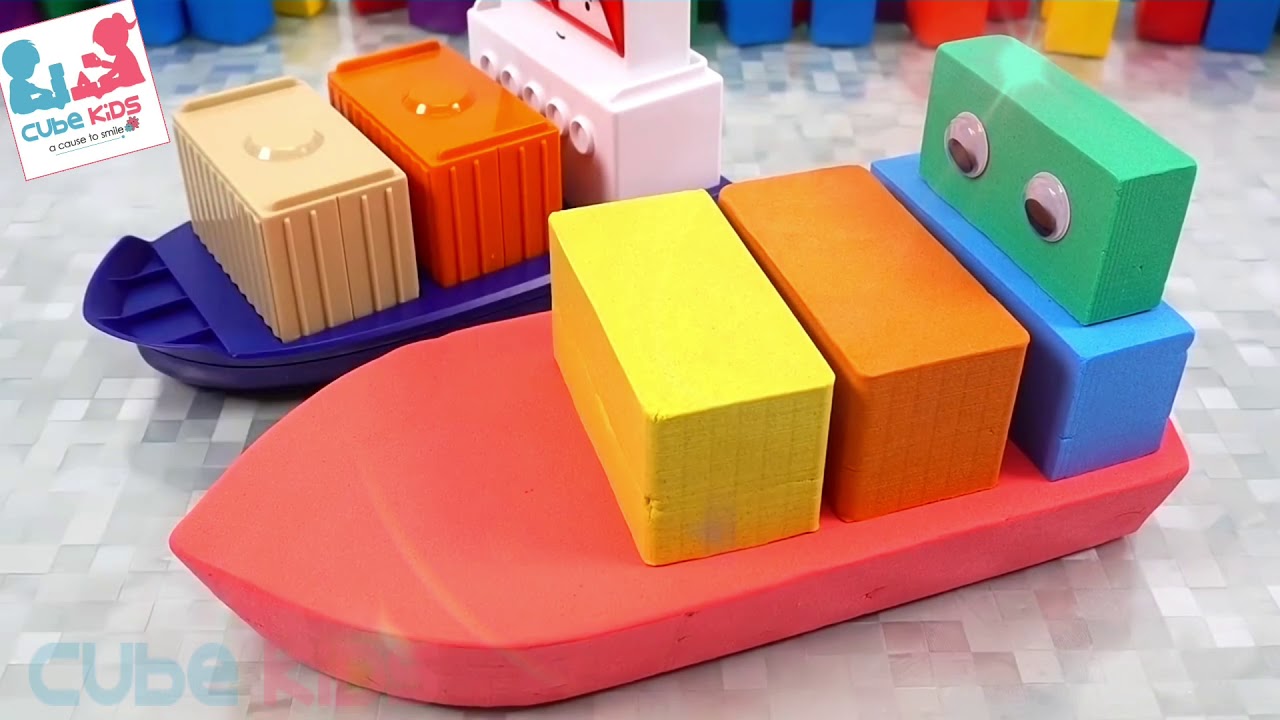 4 Colors Seat Boat Out Of Play Doh & Kinectic Sand - Learn Colors ...