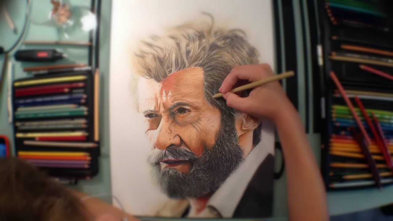 Speed Drawing: Hugh Jackman as Logan | Ruben Paillard - YouTube